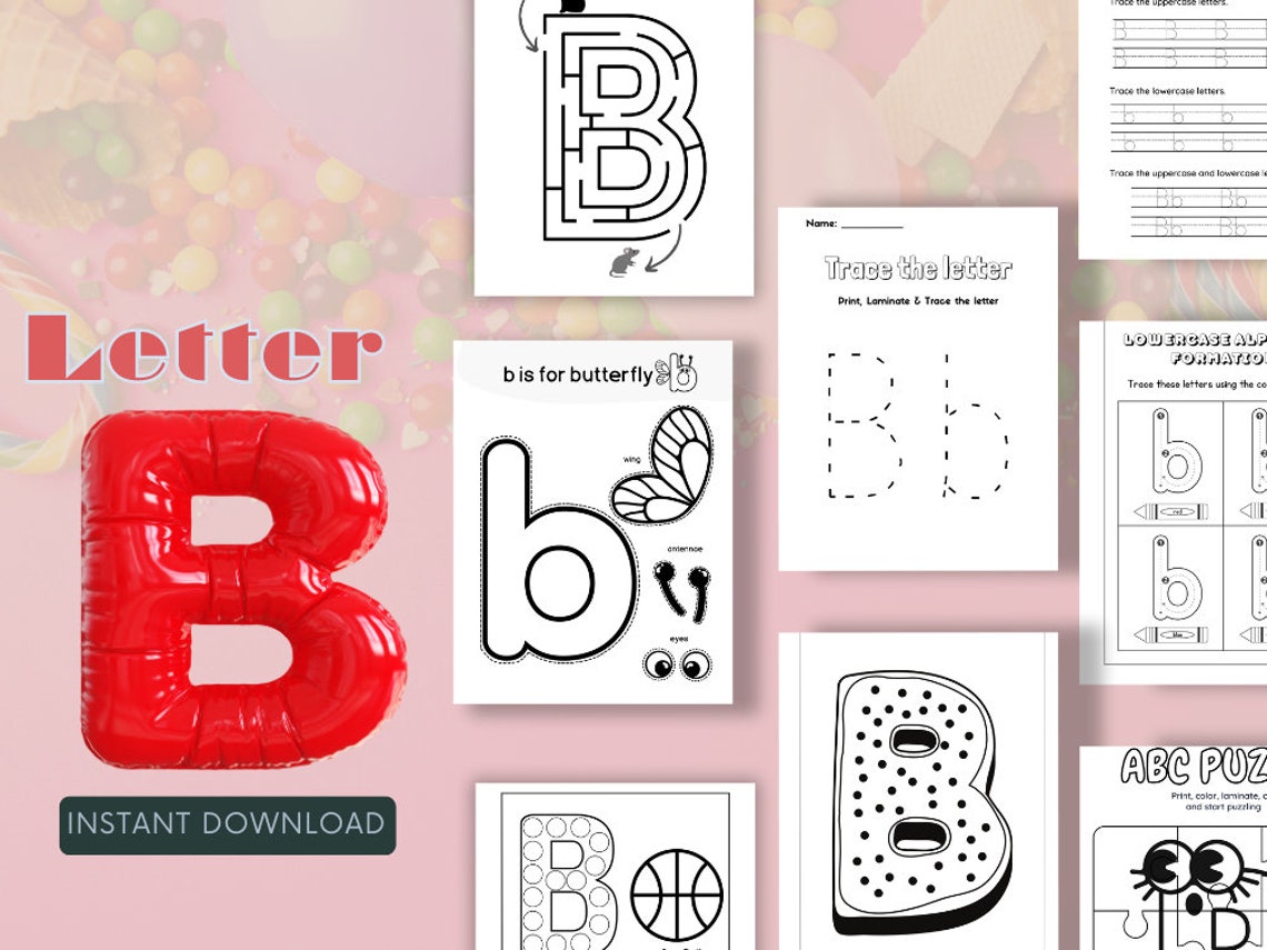 Letter B ABC Activity Worksheets - Etsy