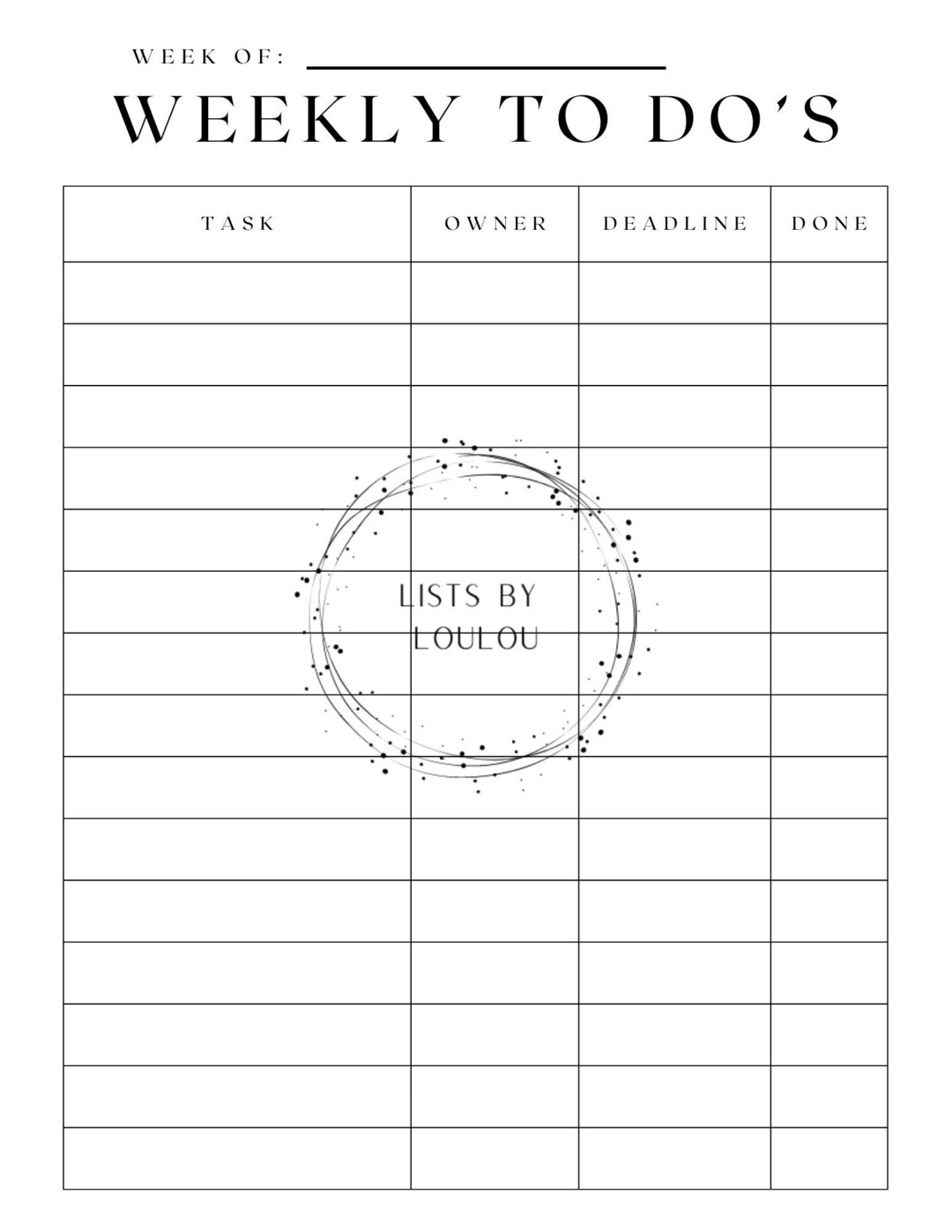 Printable Weekly Household Tasks List: Divide Chores, Stay Organized ...