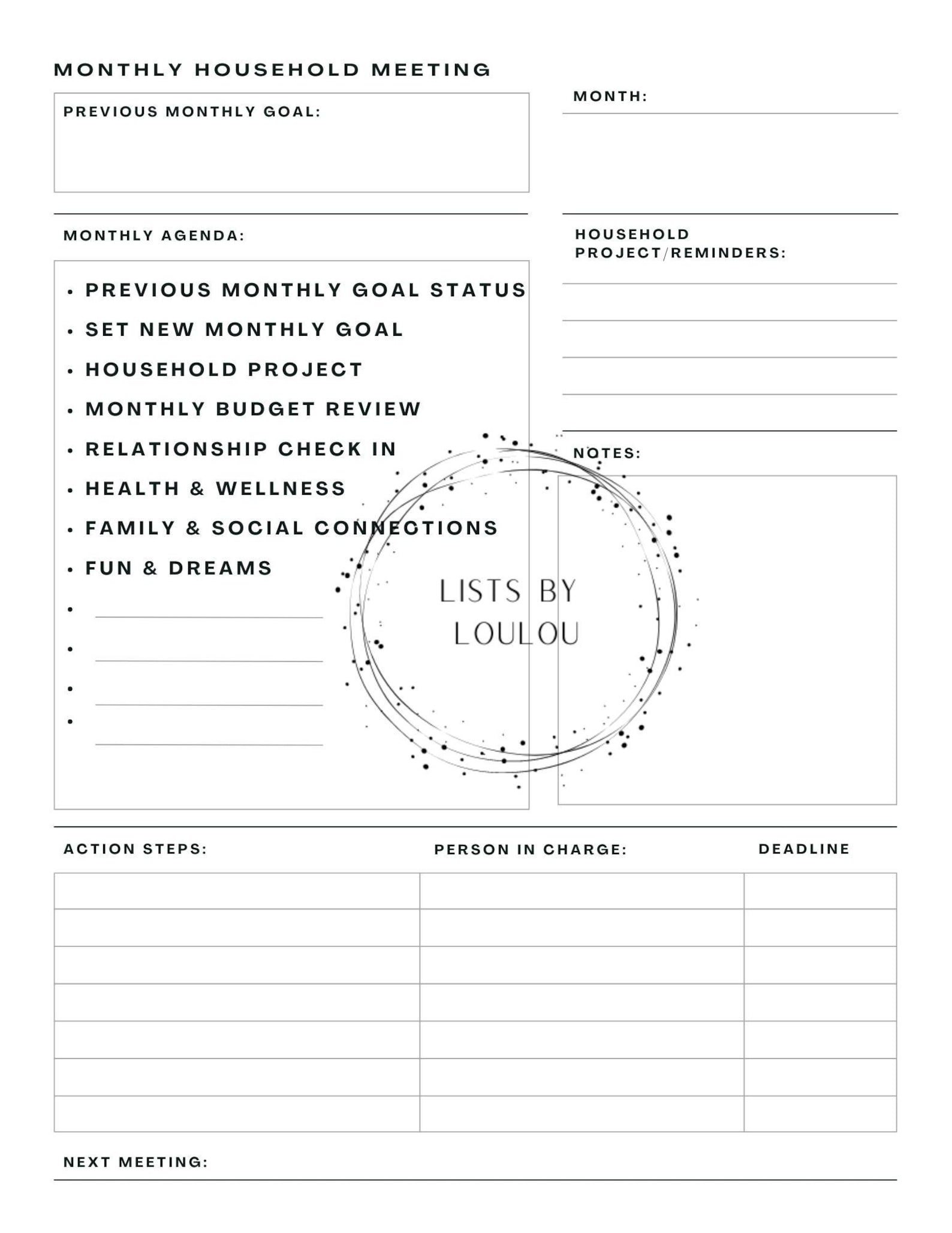 Printable Monthly Couples Agenda: Strengthen Communication, Set Goals ...