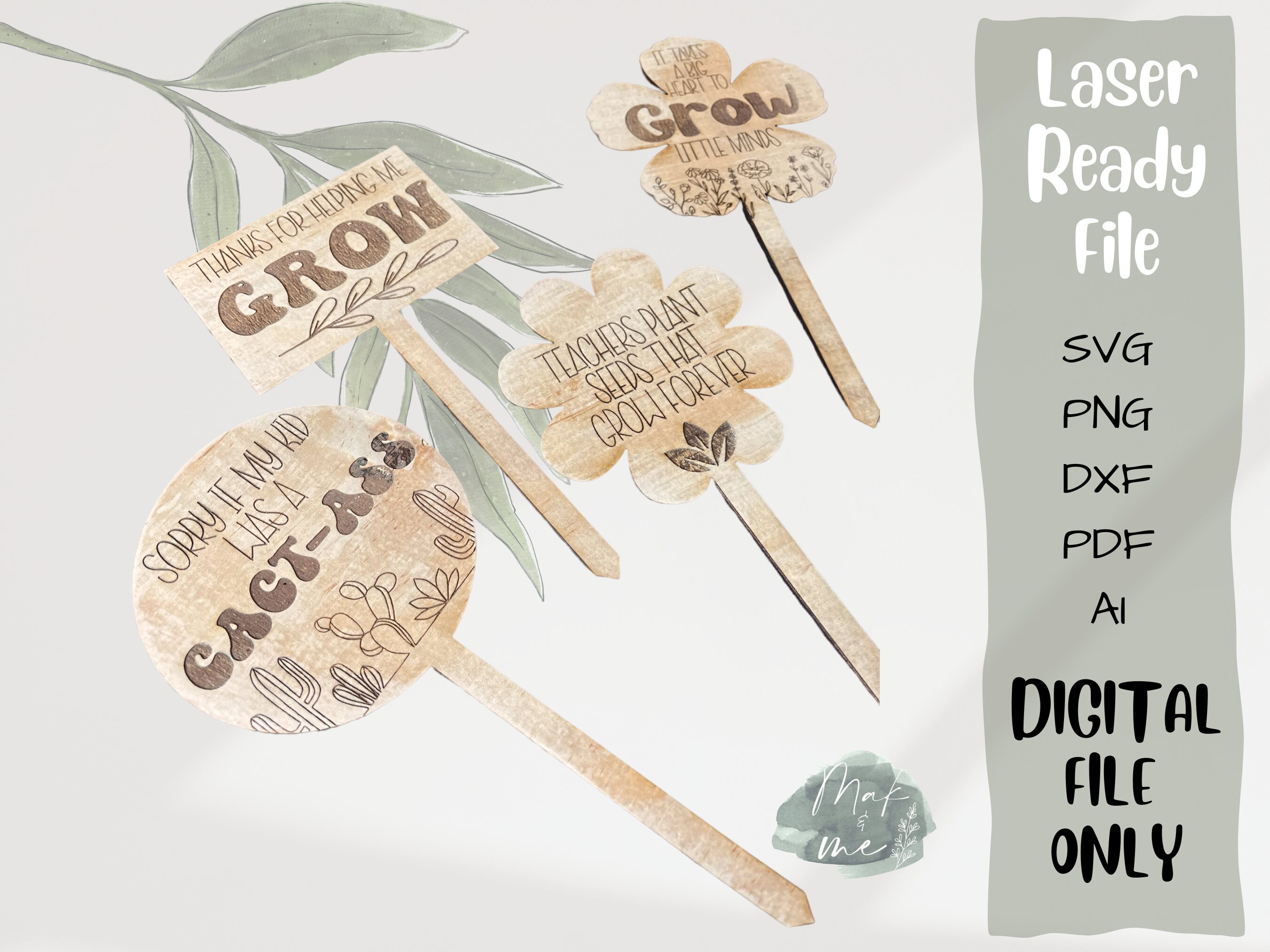 Laser Cut File | Teacher Plant Stakes | Digital Download | SVG File ...