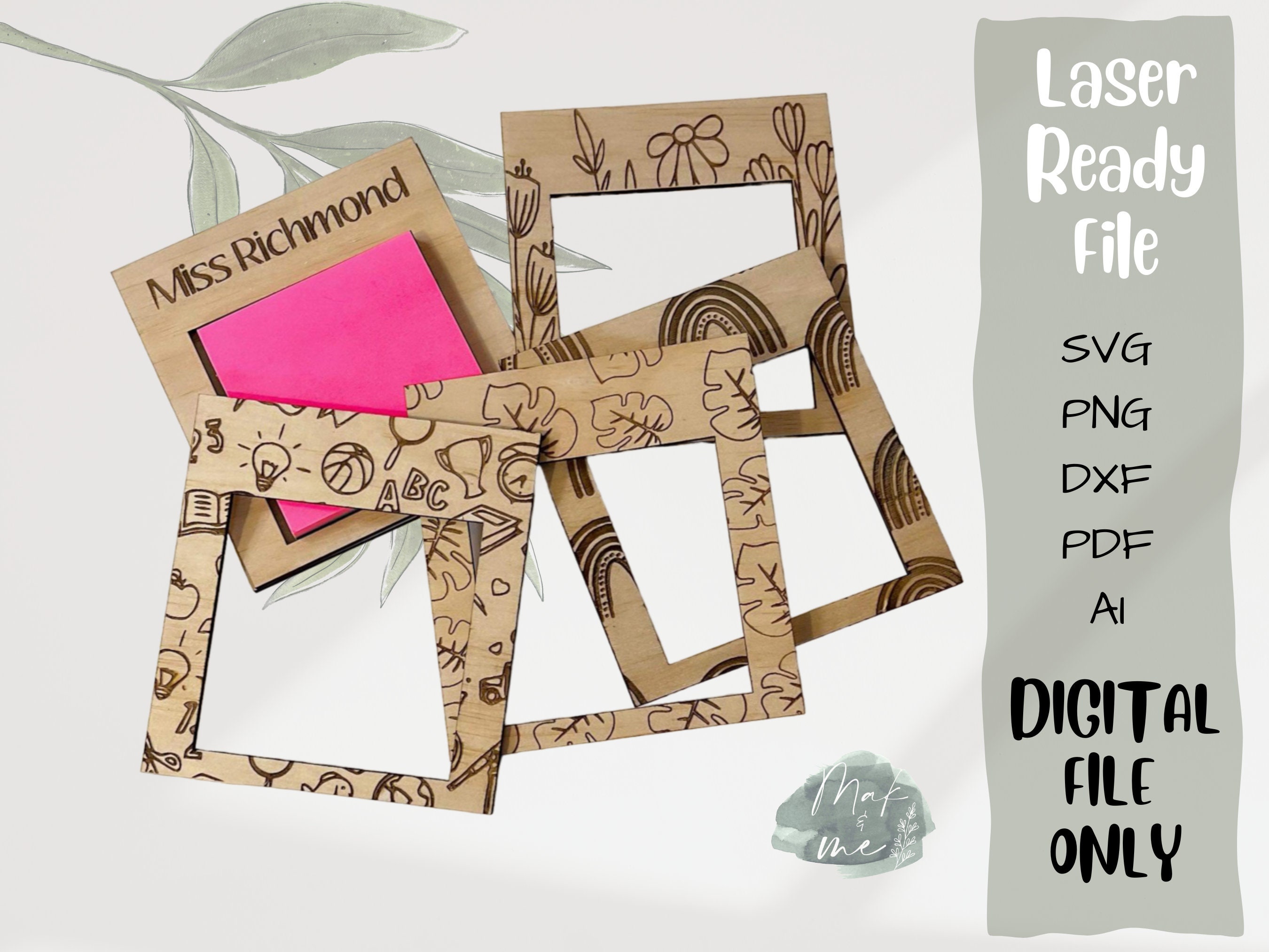 Laser Cut File | Sticky Note Holder | Digital Download | SVG File ...