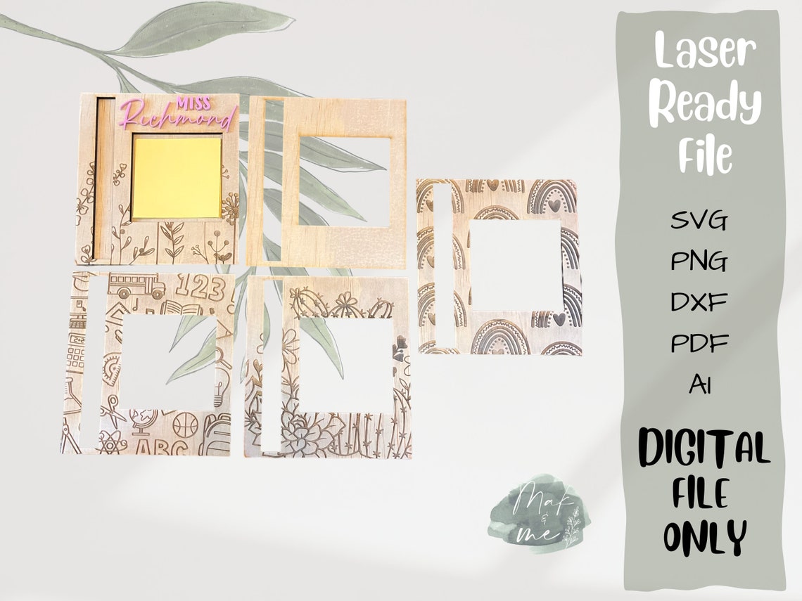 Laser Cut File | Sticky Note Holder With Pen Slot | Digital Download ...