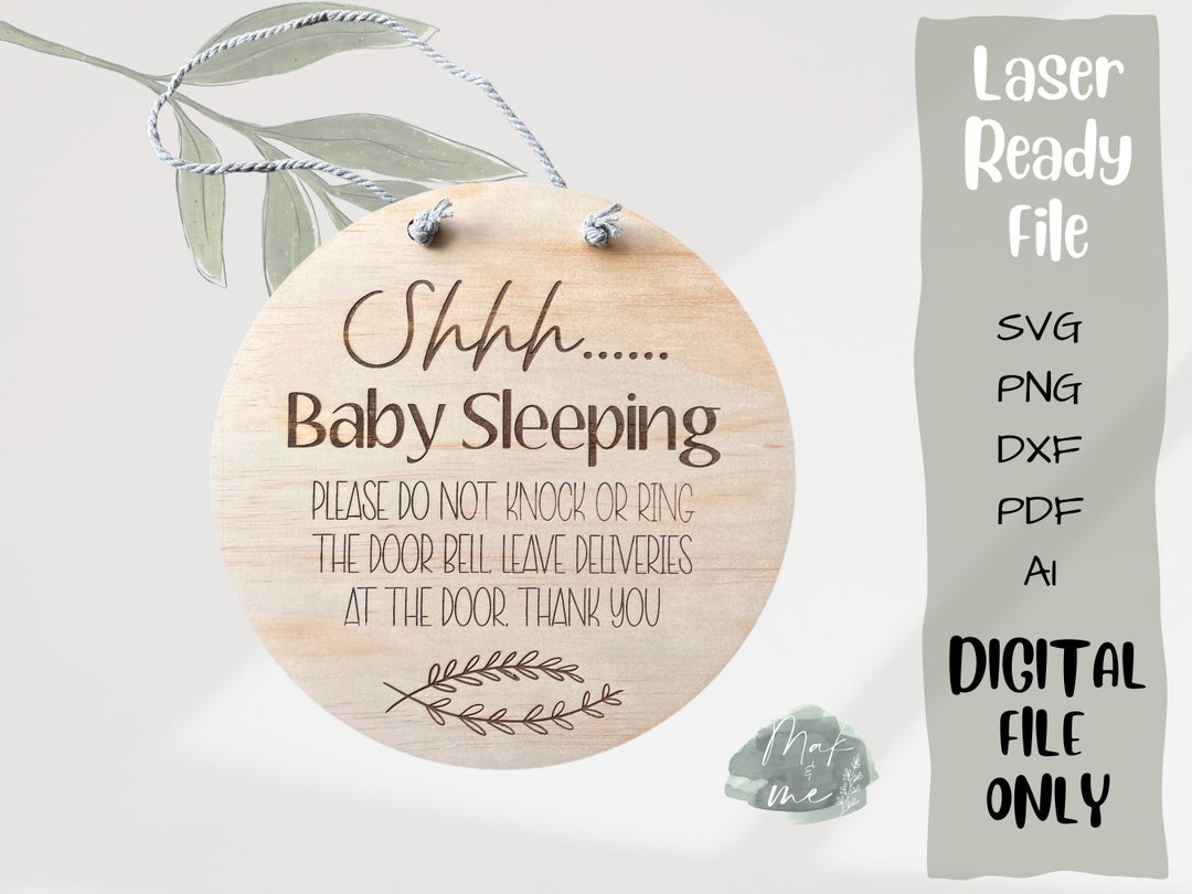 Laser Cut File Baby Sleeping Door Sign Digital Download - Etsy
