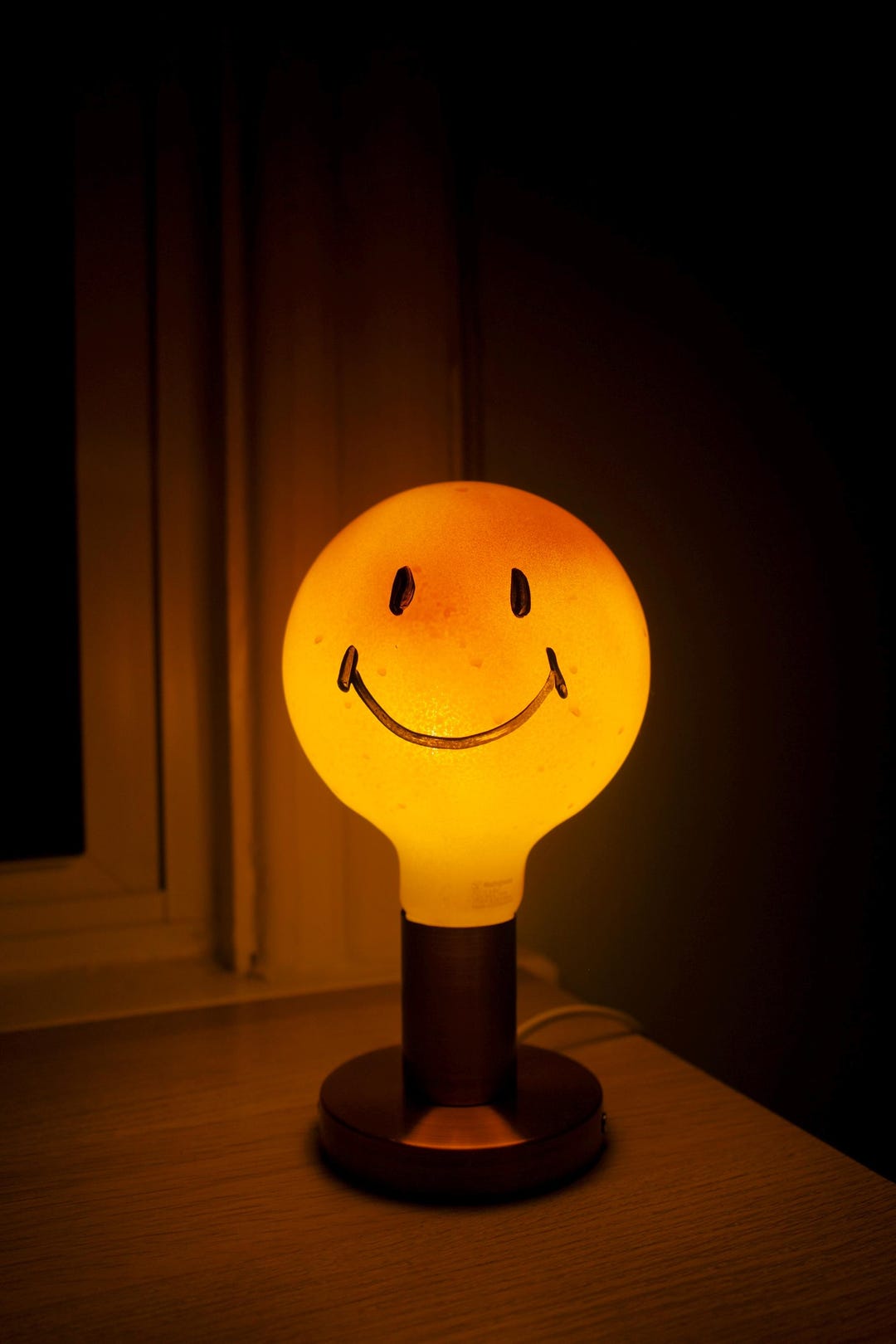 Smiley Table Lamp Handmade Painting Big Yellow Smile! - Etsy