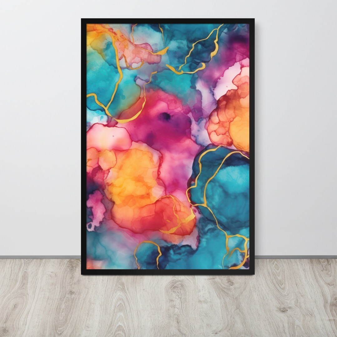Vibrant Alcohol Ink Framed Artwork, Framed Art, Wall Decor, Home Decor ...