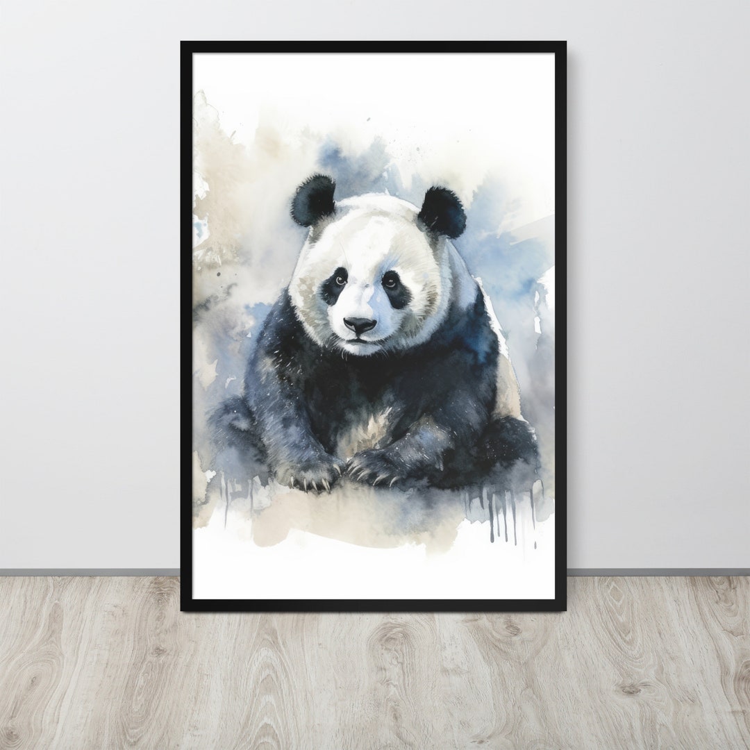 Panda Watercolor Framed Artwork, Framed Print, Home Decor, Wall Decor ...