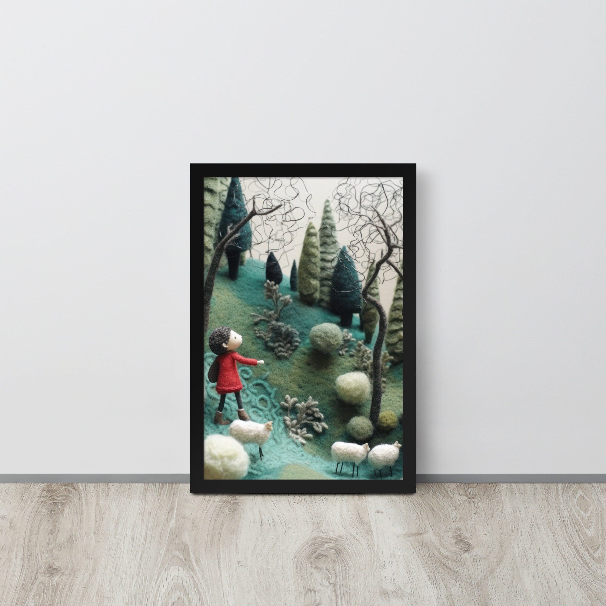 Forest Felted Art, Framed Felted Art, Framed Print, Home Decor, Wall ...