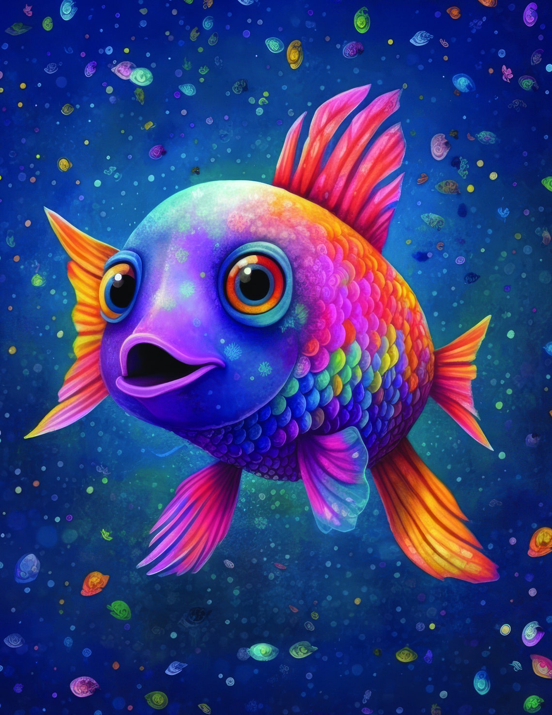 The Rainbow Fish Inspired Art Print Shimmering Scales & Ocean ...