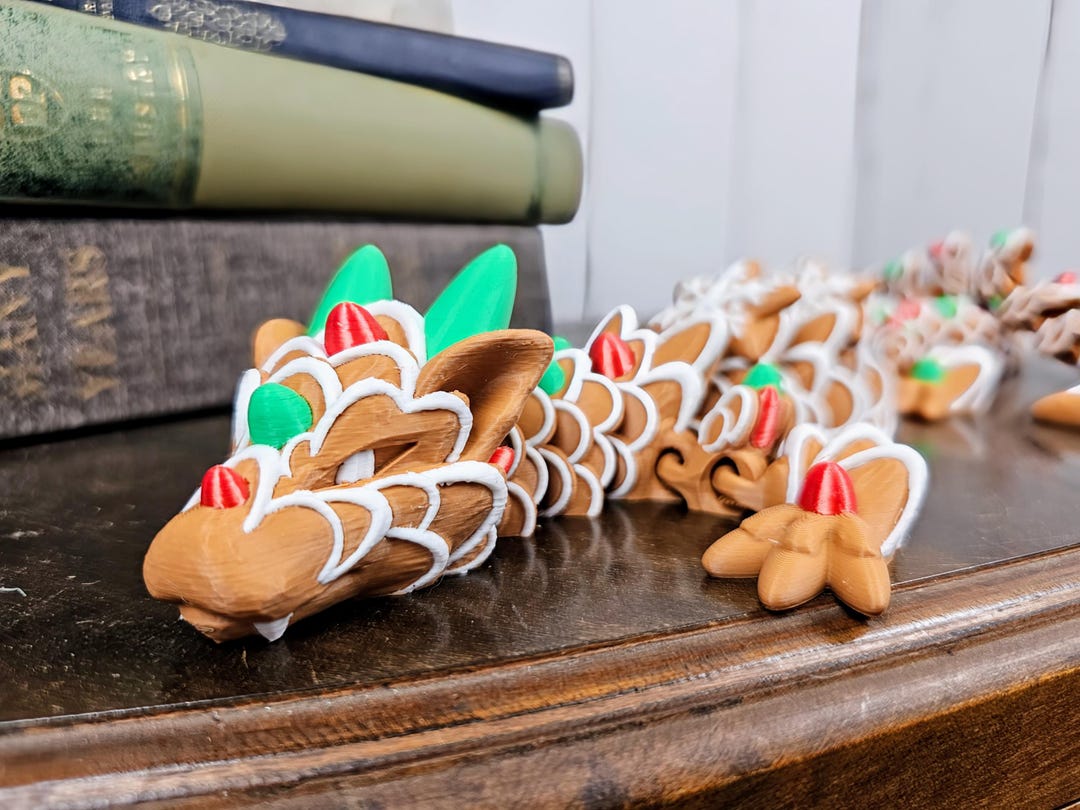 Multi Colour Gingerbread Dragon Articulating Toy by Cinderwing 3D - Etsy