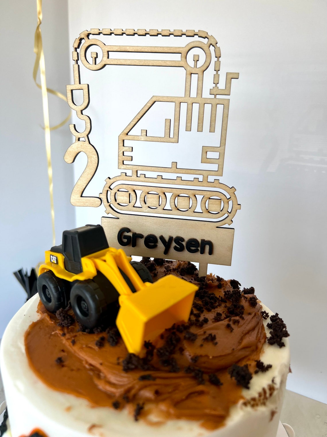 Construction-themed Wooden Cake Topper Personalized Construction Cake ...