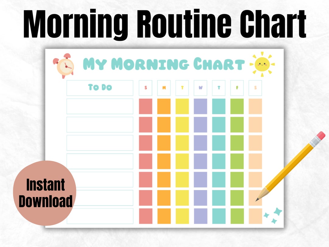 Morning Routine Printable, Kids Morning Routine Chart, Chore Chart for ...