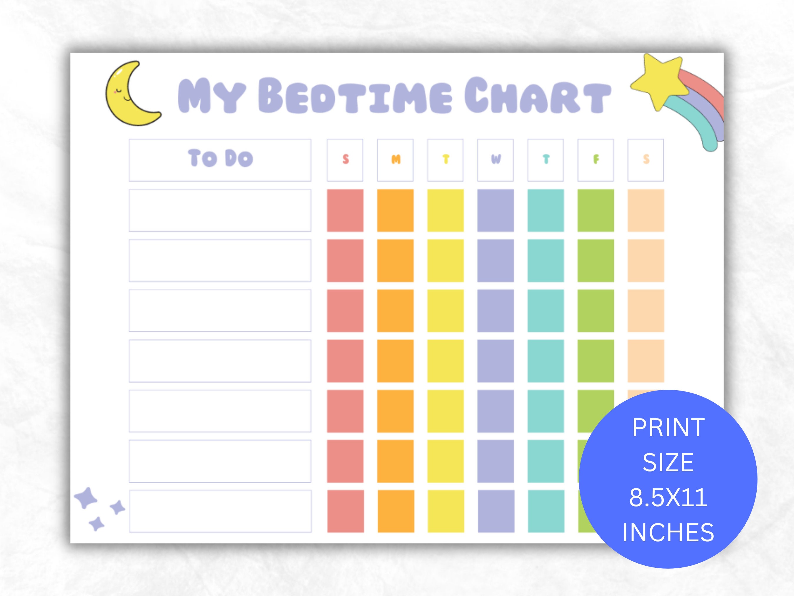 Bedtime Routine Printable, Kids Bedtime Routine Chart, Chore Chart for ...