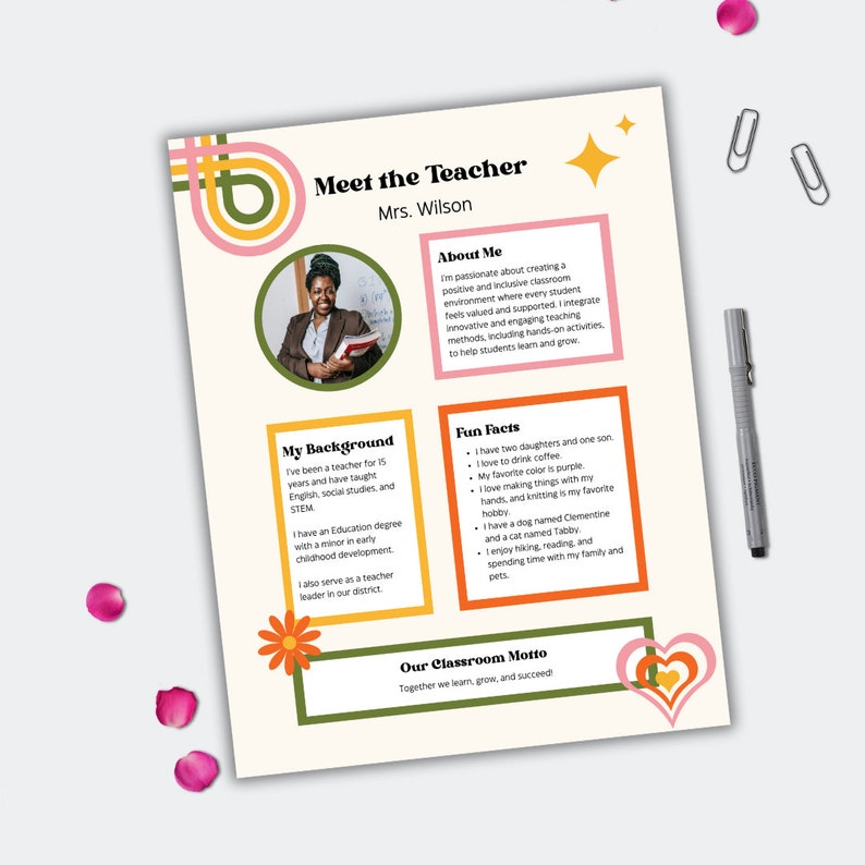 Retro Meet the Teacher, Teacher Template, Back to School Flyer, Teacher ...