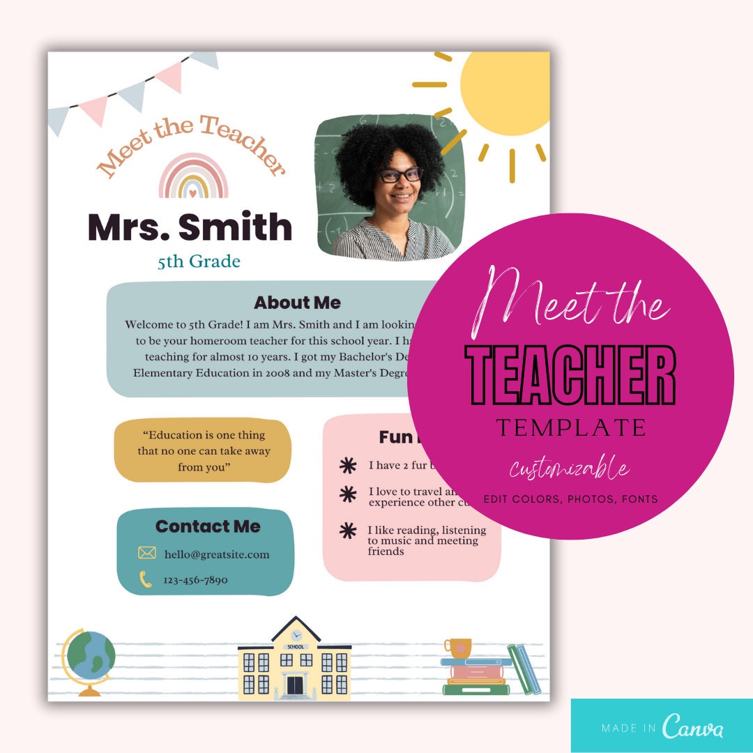 Meet the Teacher, Teacher Template, Back to School Flyer, Teacher ...