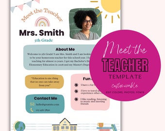 Meet the Teacher Template Back to School Flyer Teacher Introduction ...