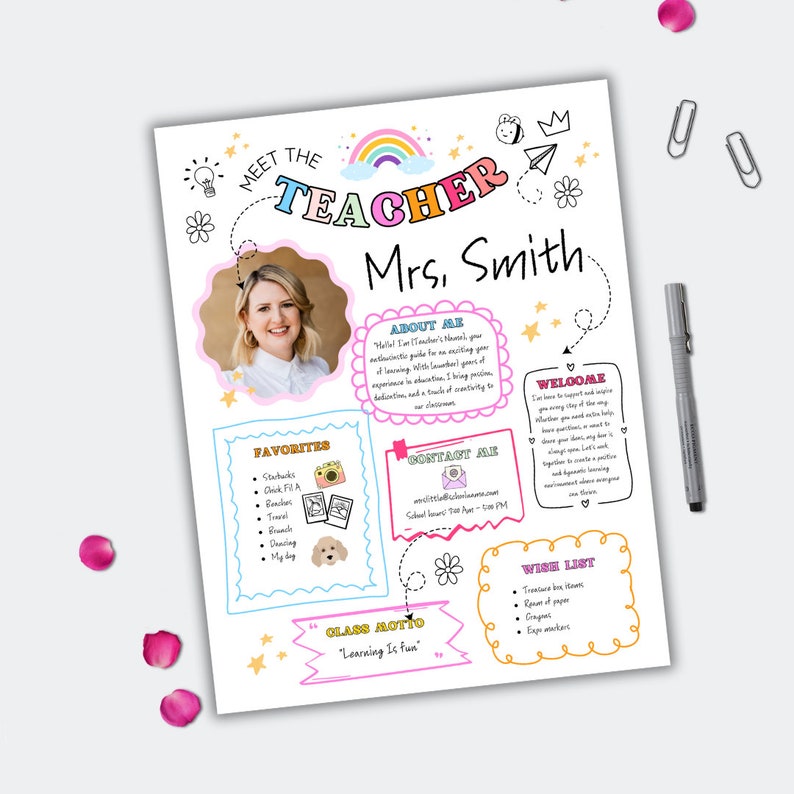 Meet the Teacher, Teacher Template, Back to School Flyer, Teacher ...