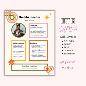 Retro Meet the Teacher, Teacher Template, Back to School Flyer, Teacher ...