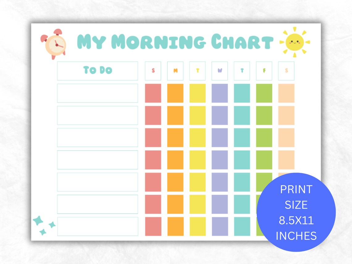 Morning Routine Printable, Kids Morning Routine Chart, Chore Chart for ...