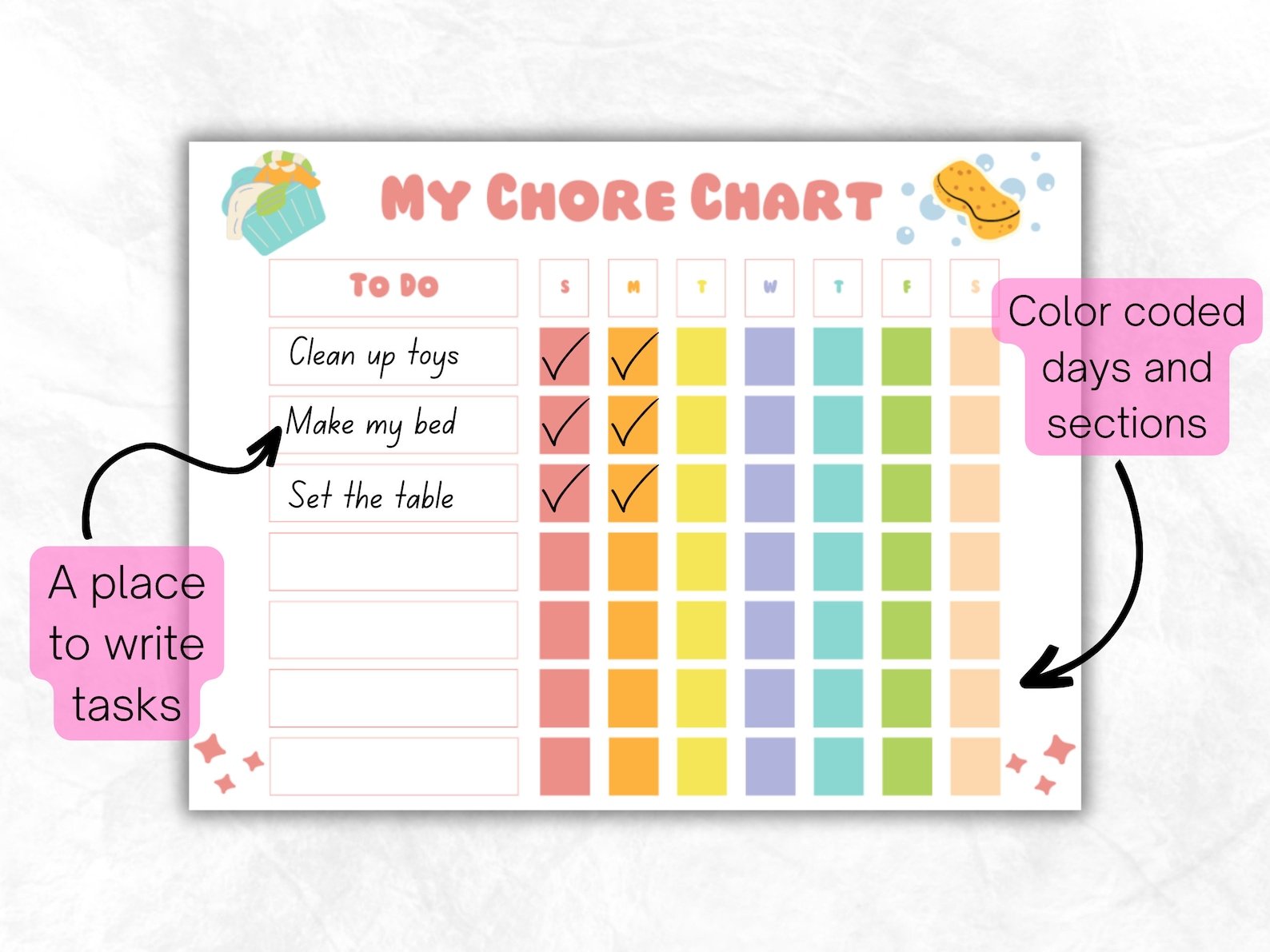 Kids Chore Chart, Chore Chart for Kids, Chore Checklist, Chore Chart ...
