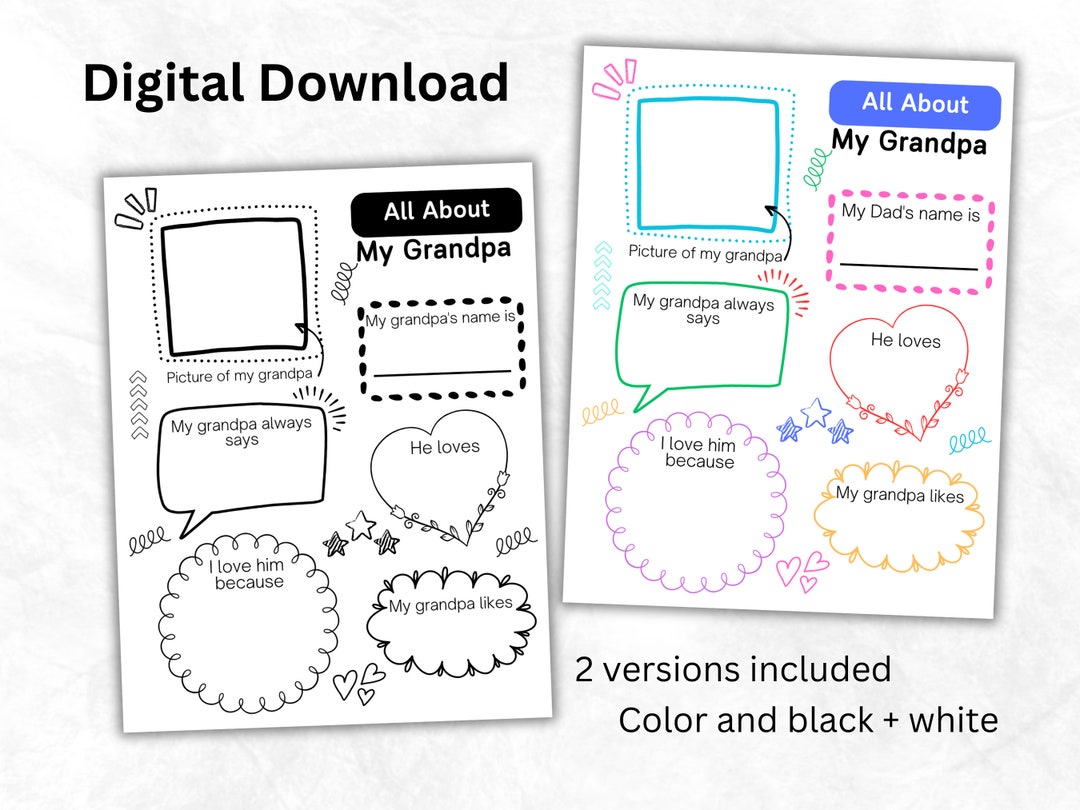 All About Grandpa Printable, Fathers Day Gift, Funny Fathers Day, Gift ...