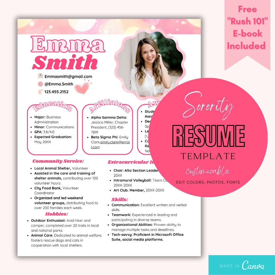 Sorority Resume, Rush Resume, Alpha Kappa Alpha Sorority, Sorority ...