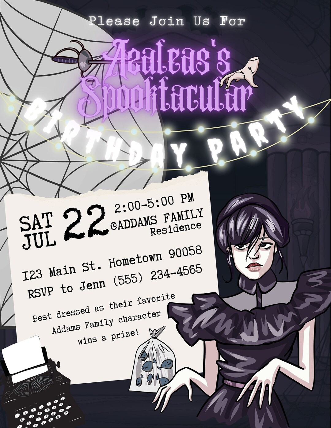 Wednesday Themed Party Invitation - Etsy