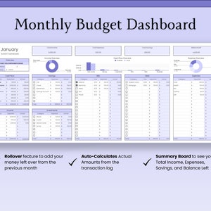 Monthly Budget Tracker for Google Sheets, Monthly Paycheck Tracker ...