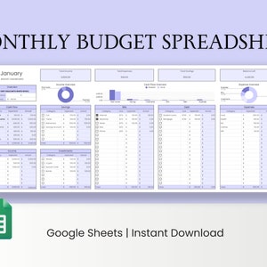 Monthly Budget Tracker for Google Sheets, Monthly Paycheck Tracker ...