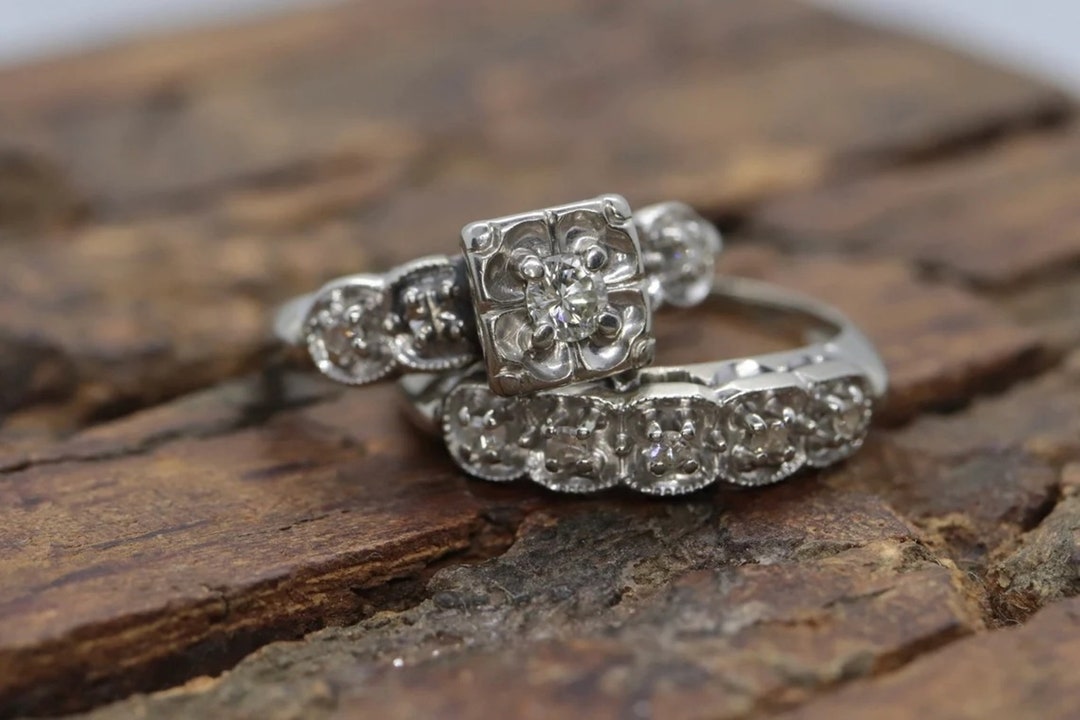 Vintage Art Deco Edwardian Engagement Ring Estate Diamond Ring Antique ...