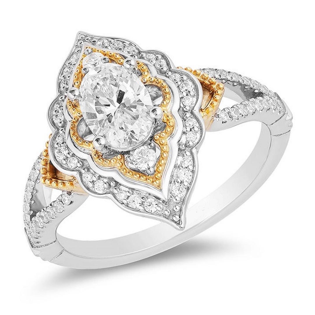 Enchanted Disney Aladdin 3/4CT Diamond Arabesque Frame Engagement Ring ...