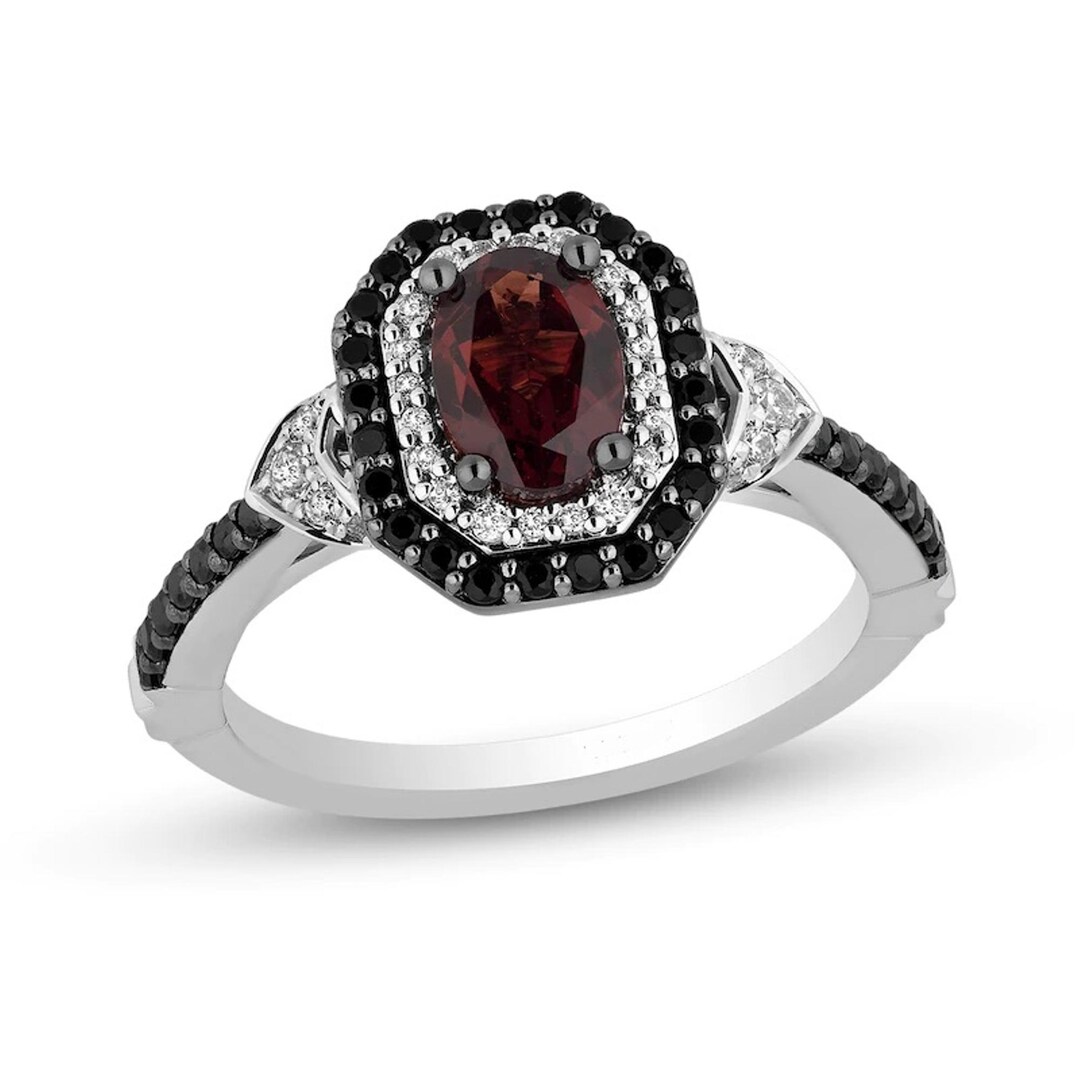 Enchanted Disney Villains Garnet & Diamond Engagement Ring in Two-tone ...