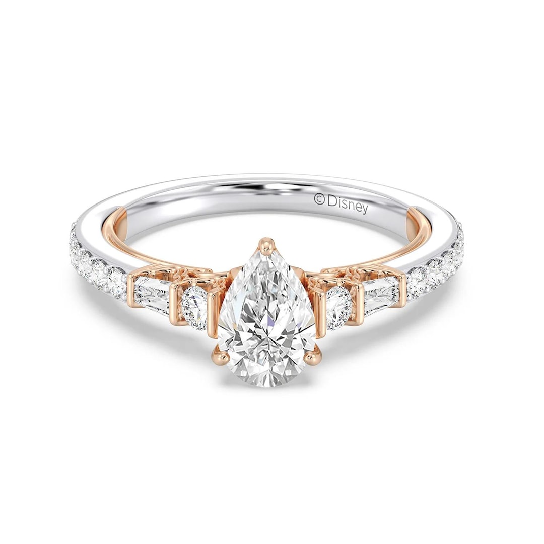 Enchanted Disney Stunning Pear-shaped Diamond Three-stone Engagement ...
