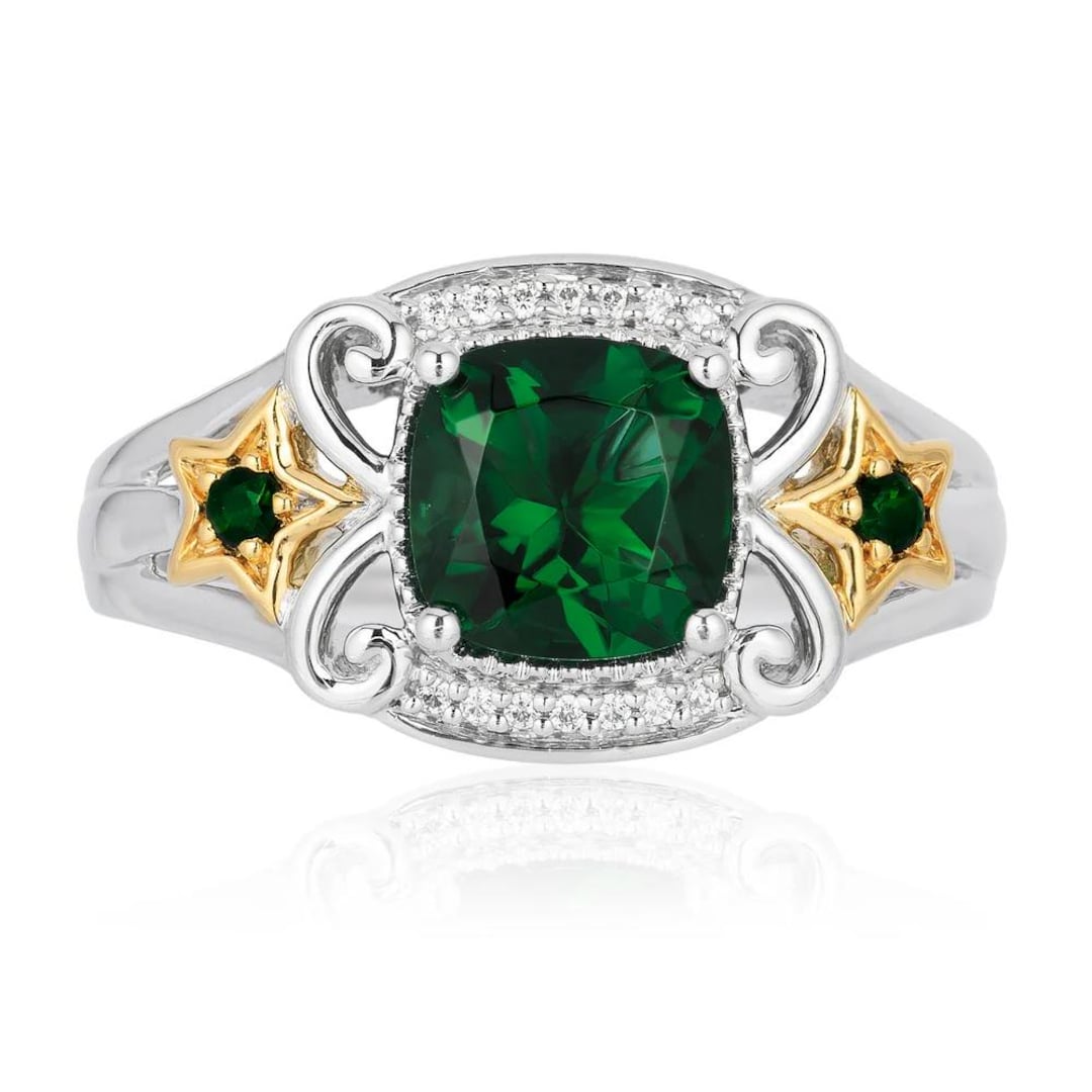 Enchanted Disney Tinker Bell Antique Emerald Cut Topaz Engagement Ring ...