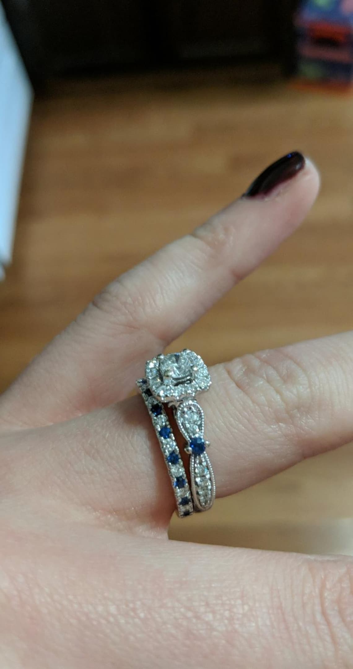 Vera Wang Love Collection Round Brilliant-cut Diamond and Sapphire ...