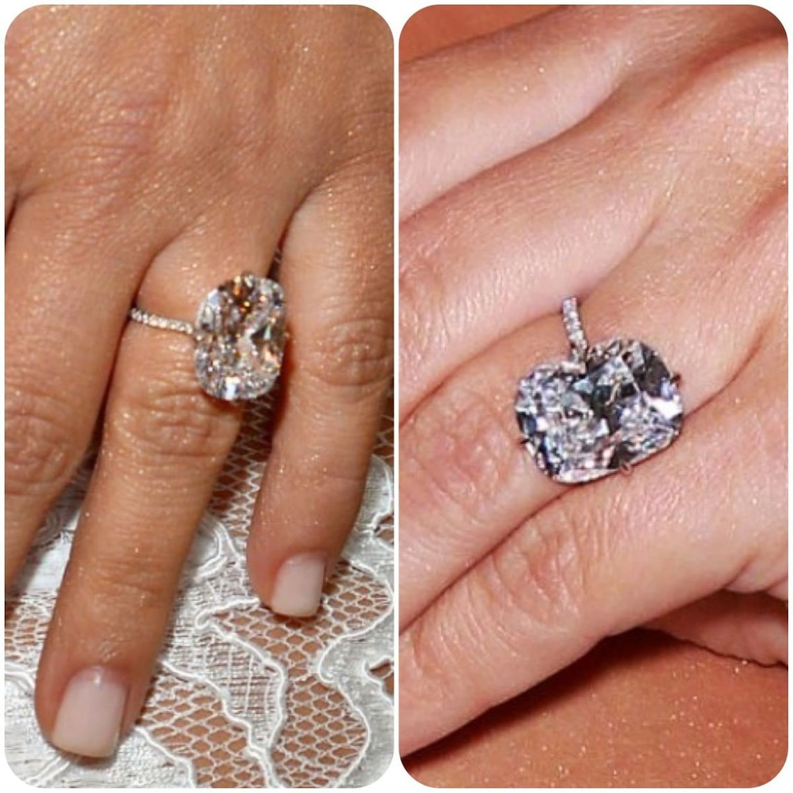 Kim Kardashian Inspired Cushion Cut Diamond Engagement Ring in Sterling ...