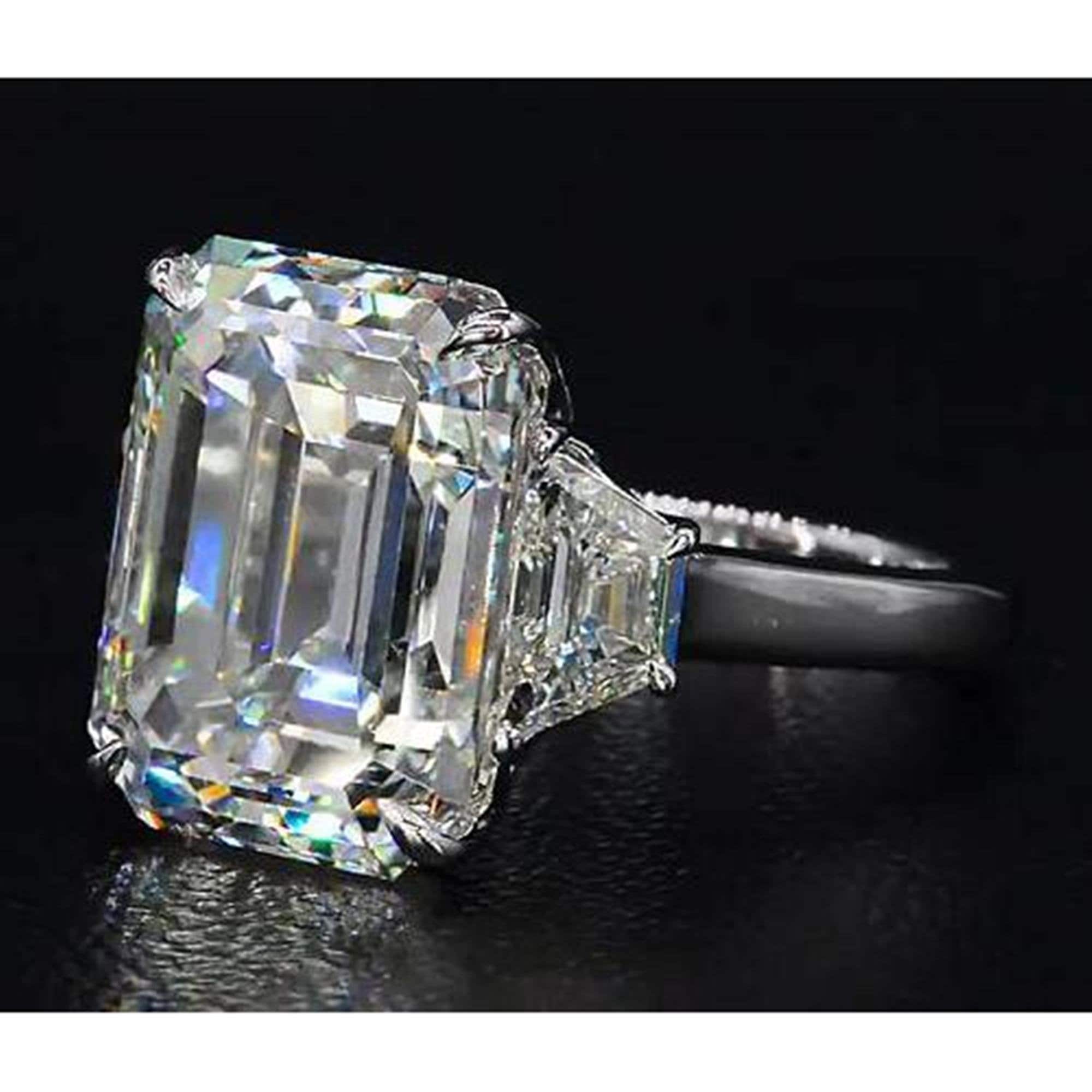 Elizabeth Taylor's Inspired Emerald Cut Diamond Engagement Ring in ...