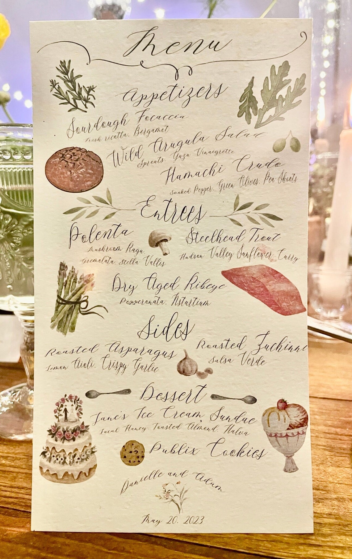 Elegant Rustic Wedding Menu With Watercolor Art - Etsy UK