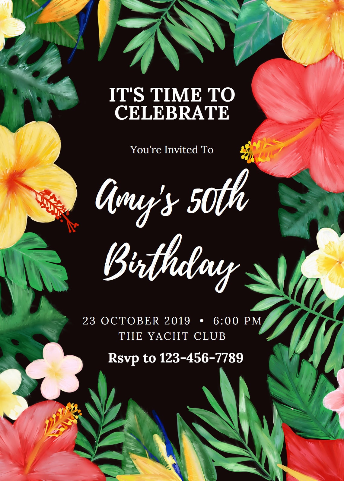 Tropical Invitation Canva Template, Canva Templates, Hawaiian Birthday ...