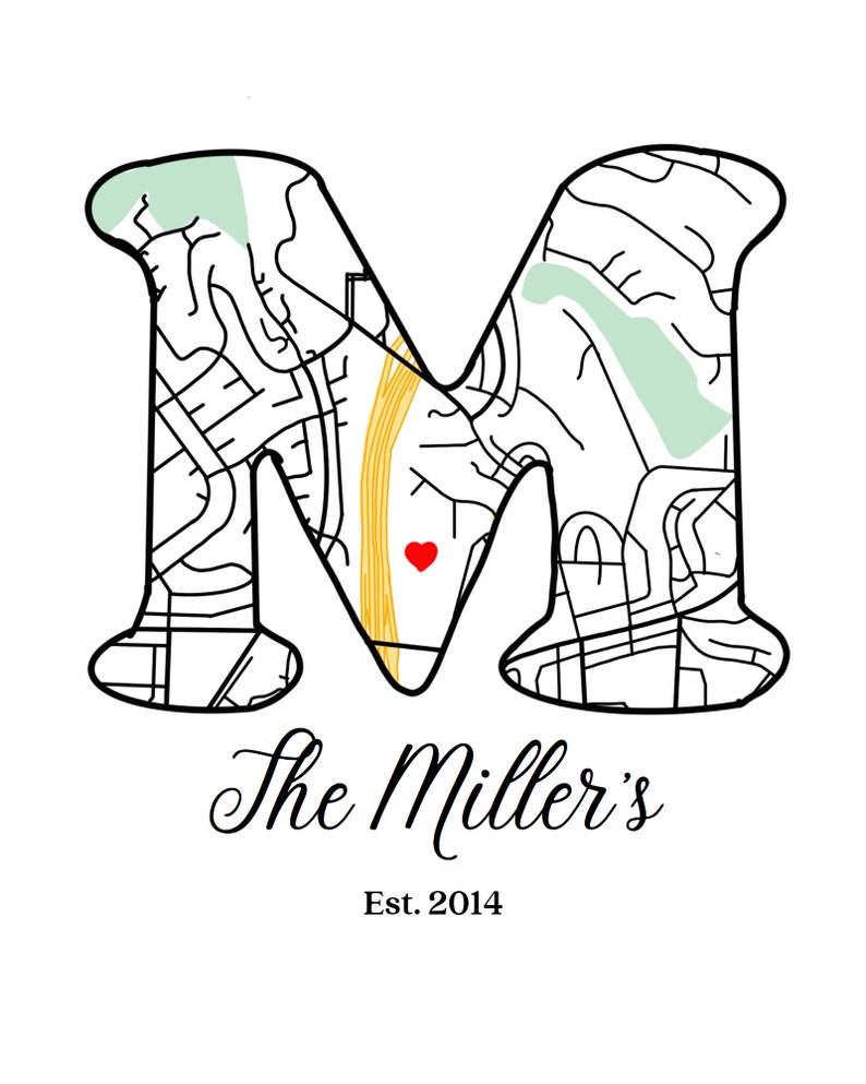 Custom Maps, Digital Print, Custom Map Digital Prints, Wedding Gift ...