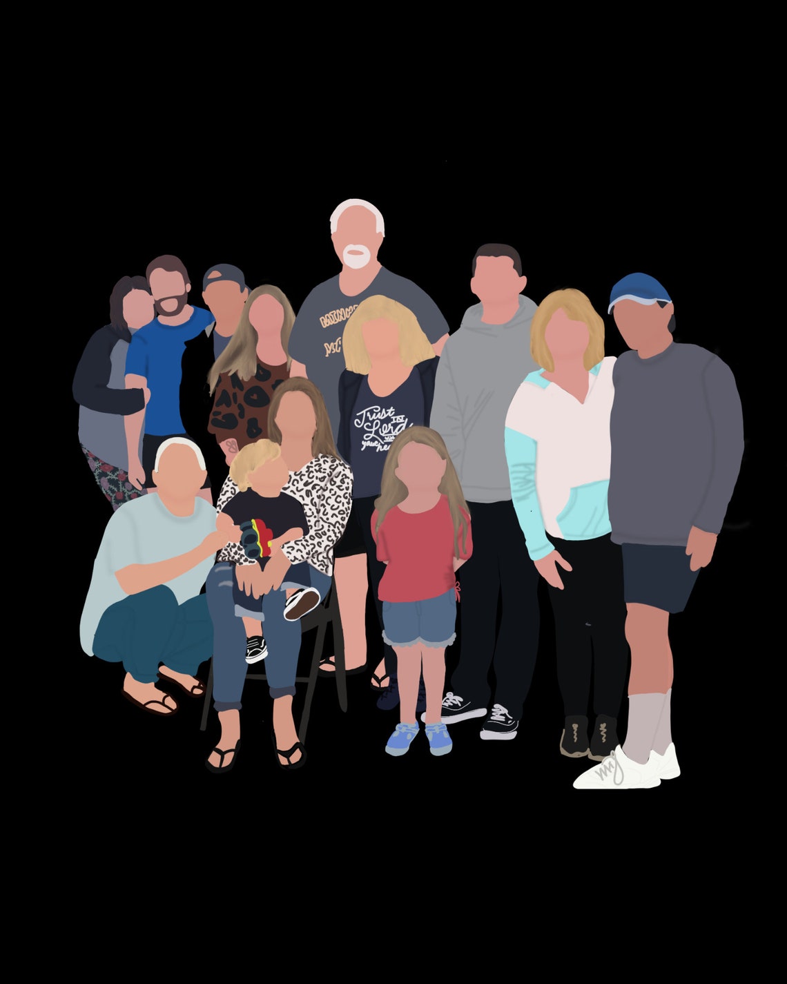 Faceless Portrait, Faceless Drawings, Custom Faceless Portrait ...