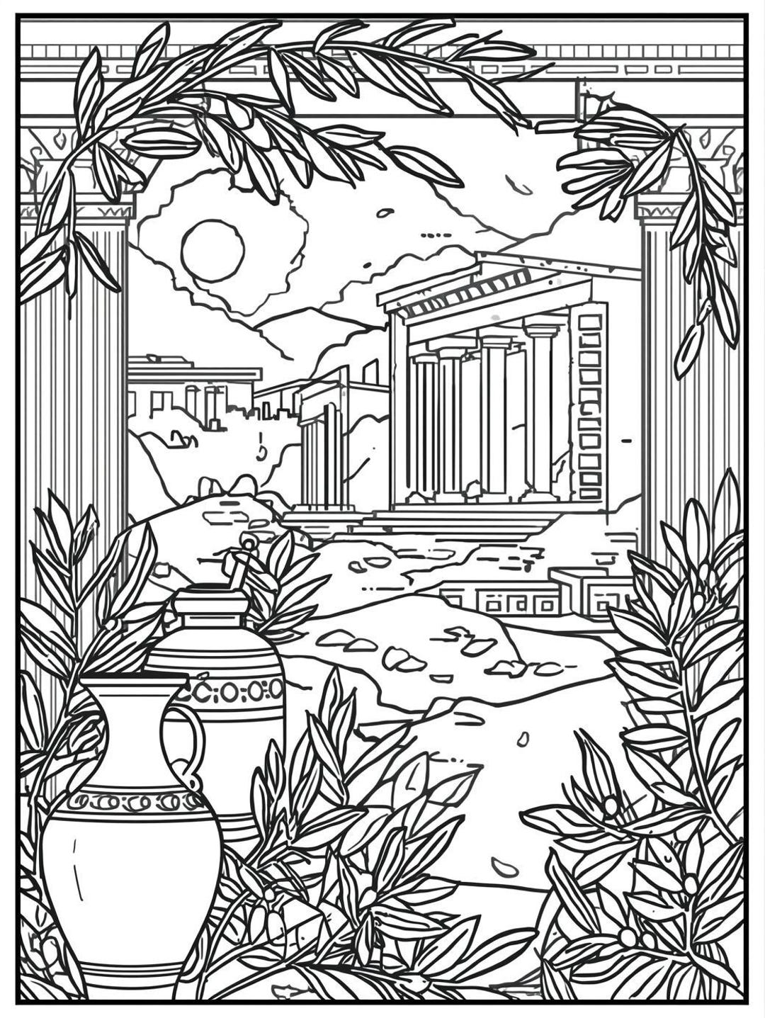 Greek Mythology Coloring Book Adults-50 Printable Pages Ancient Gods ...