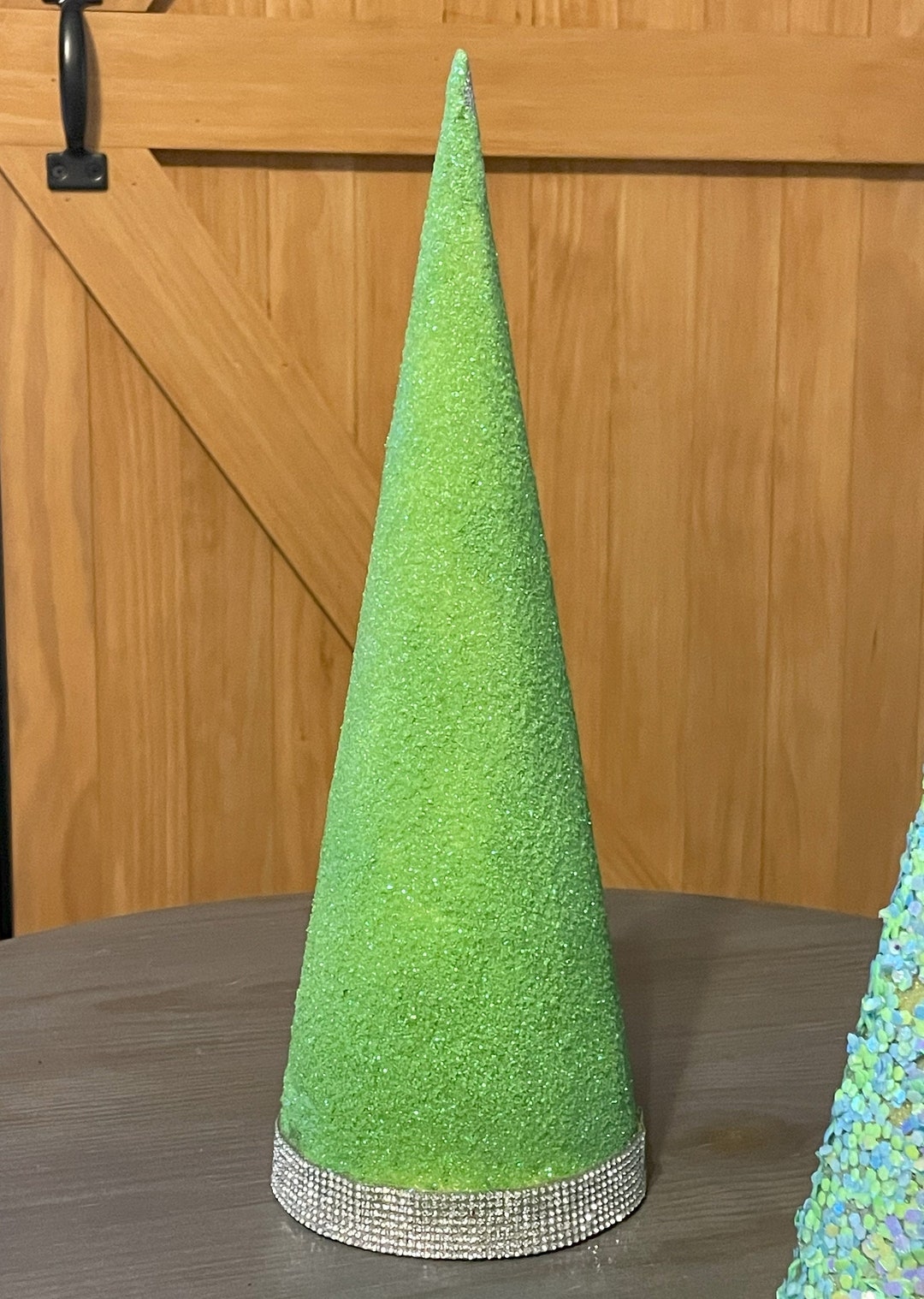 Decorative Green Glitter Cone Tree. Holiday Decoration. Home Decoration ...
