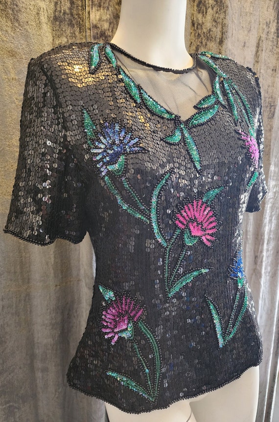 Sequin flower ruffle blouse - Gem