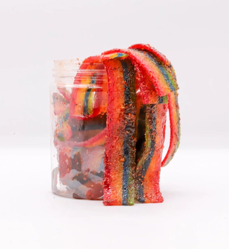 Rainbow Belts Enchilados | Dulces Enchilados Gummy Worms | Chamoy Peach ...