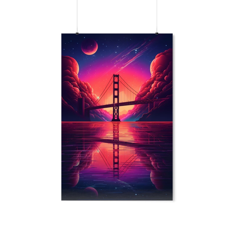 San Francisco Golden Gate Bridge Poster | Retro Sunset City Decor ...