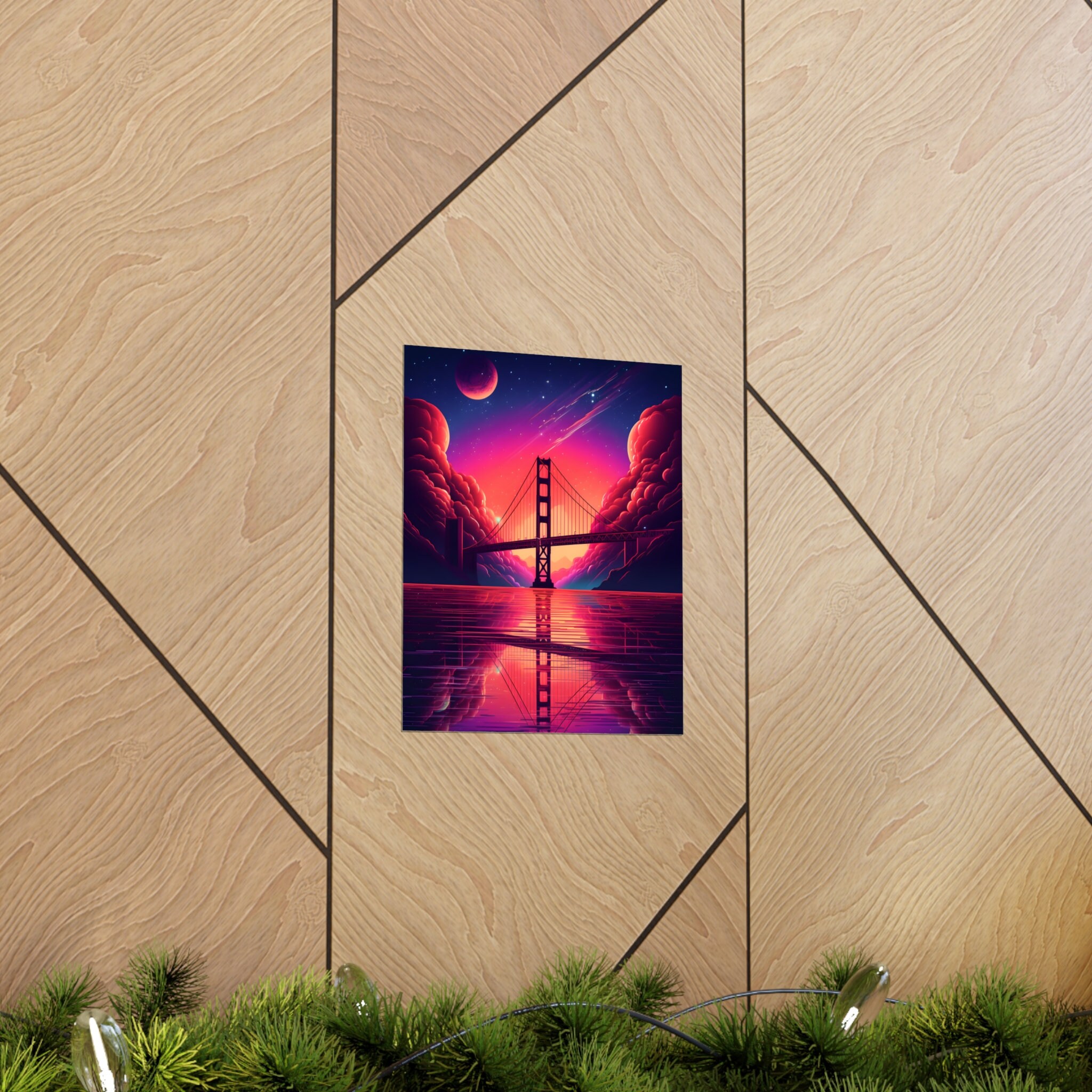 San Francisco Golden Gate Bridge Poster Retro Sunset City Decor '80s ...