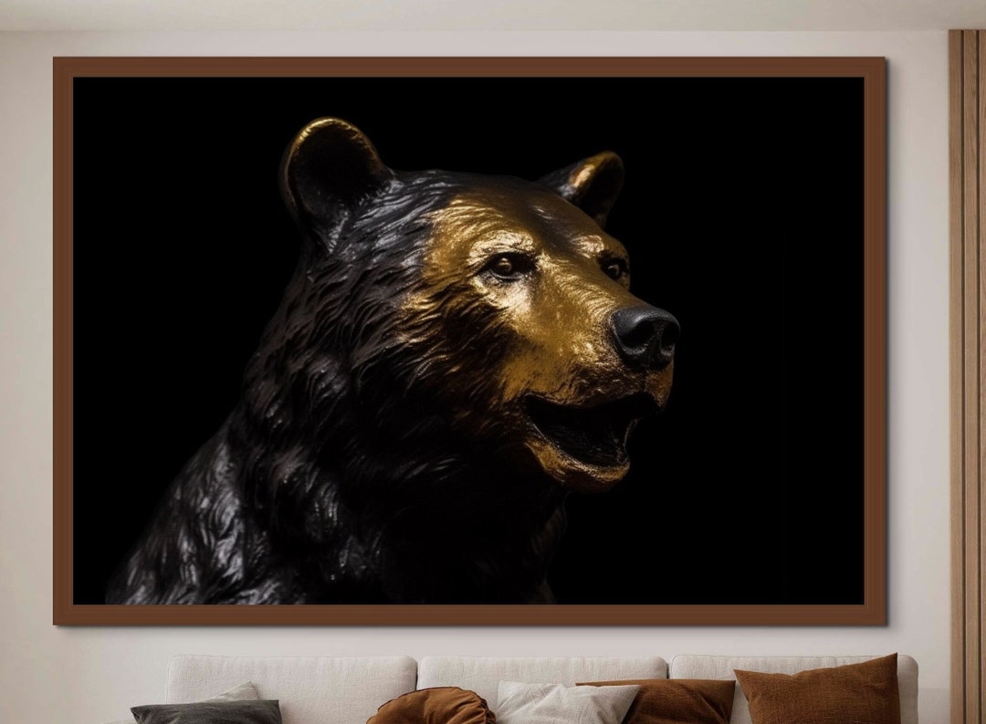 Majestic Black Bear Wall Art Print | Modern Wildlife Canvas | Large ...