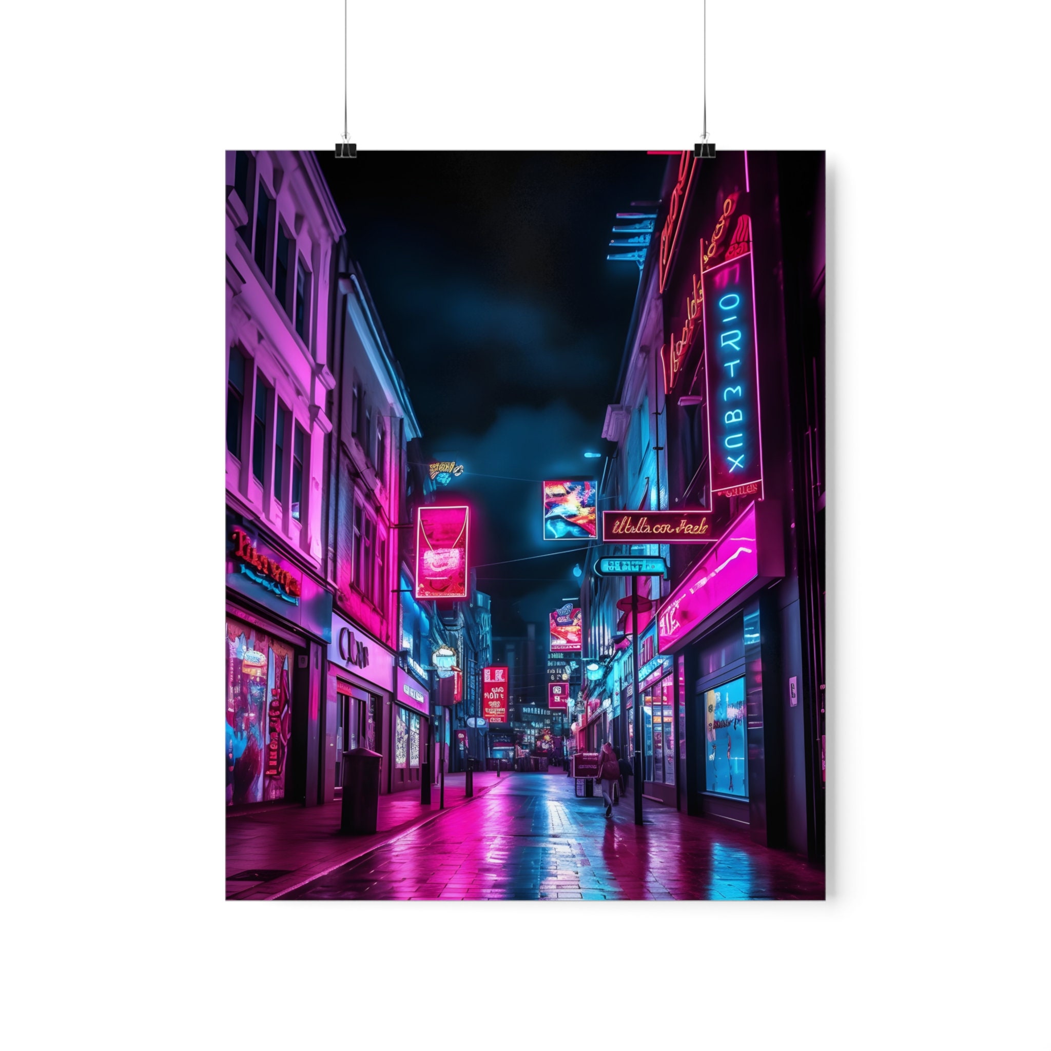 London Retro Futuristic Street Poster - '80s Synthwave Neon Decor - Etsy