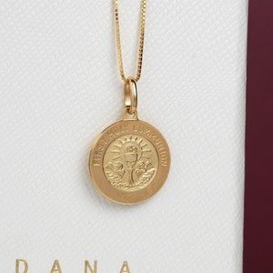 10K Gold First Holy Communion Medallion 15mm, 10K Solid Gold First Holy ...