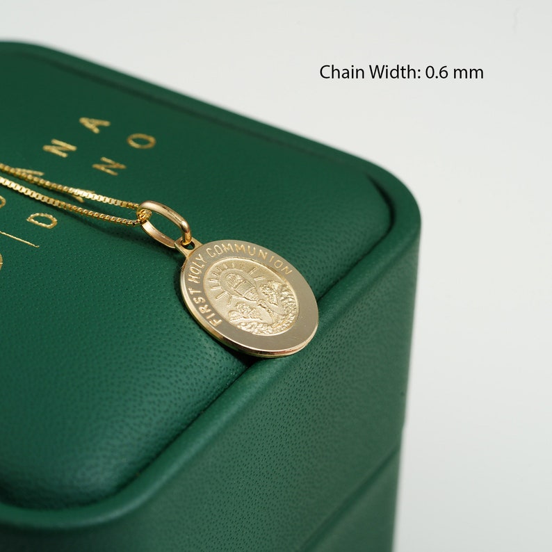 10K Gold First Holy Communion Medallion 15mm, 10K Solid Gold First Holy ...